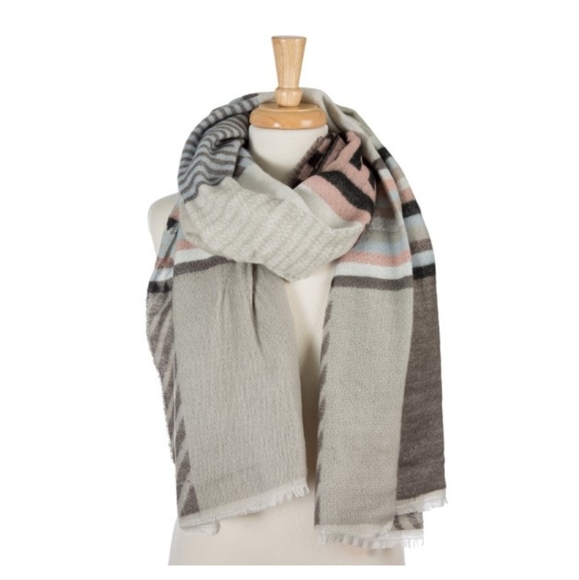 Accessories | Geometric Scarf Frayed Edges | Poshmark